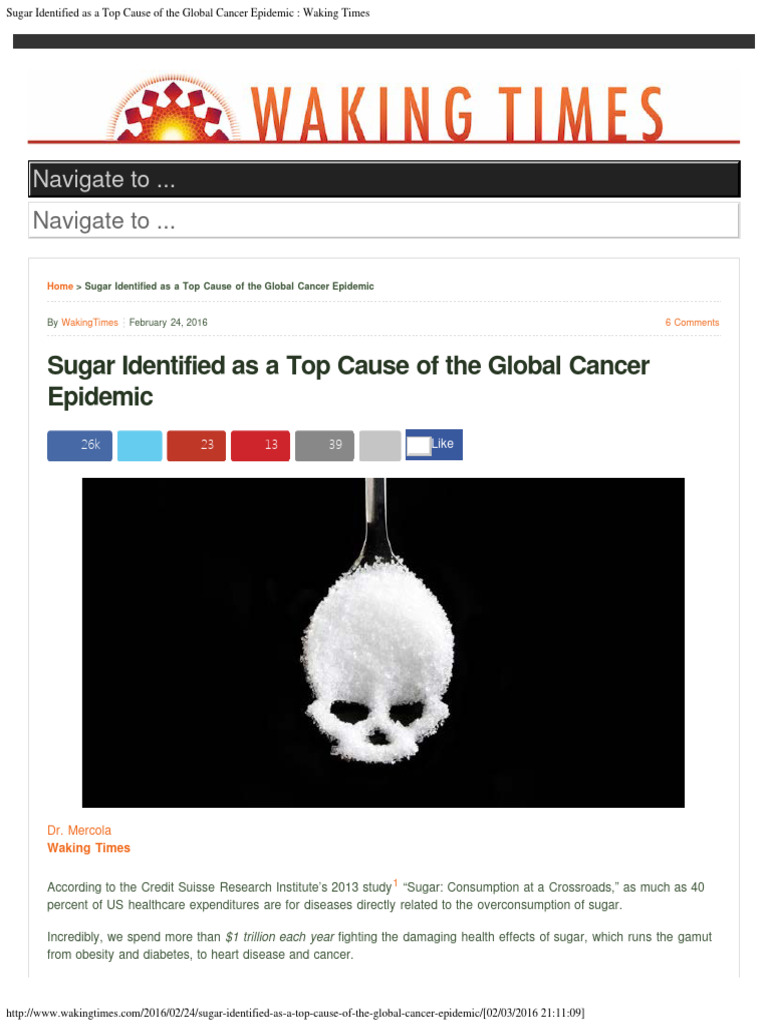 Sugar Identified As A Top Cause of The Global Cancer Epidemic - Waking ...