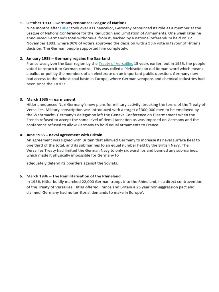 L10_Early_steps_to_war | PDF | Nazi Germany | Treaty Of Versailles