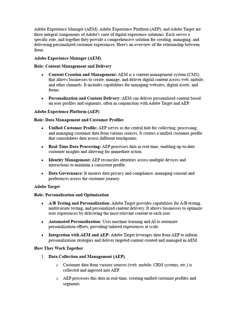 The Relation Between Adobe AEM AEP and Target | PDF | Information Technology | Computing