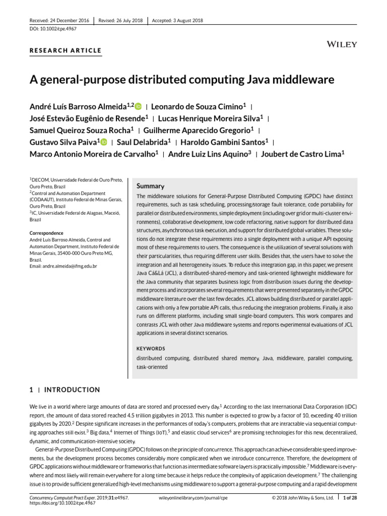 A General-Purpose Distributed Computing Java Middleware | PDF | Computer Cluster | Scalability