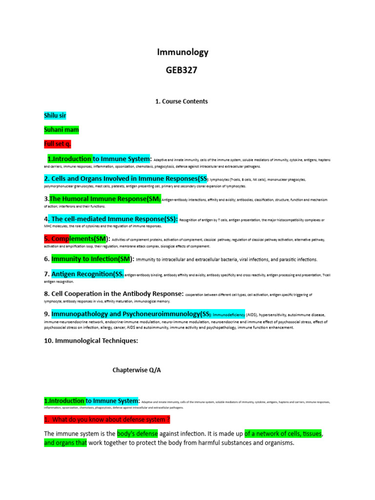 Immunology 1 | PDF | Immune System | T Cell