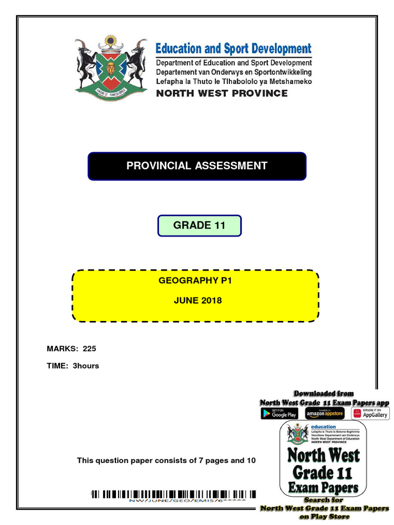 Grade 11 Geography June Exam Paper 2018 | PDF | Landslide | Wound