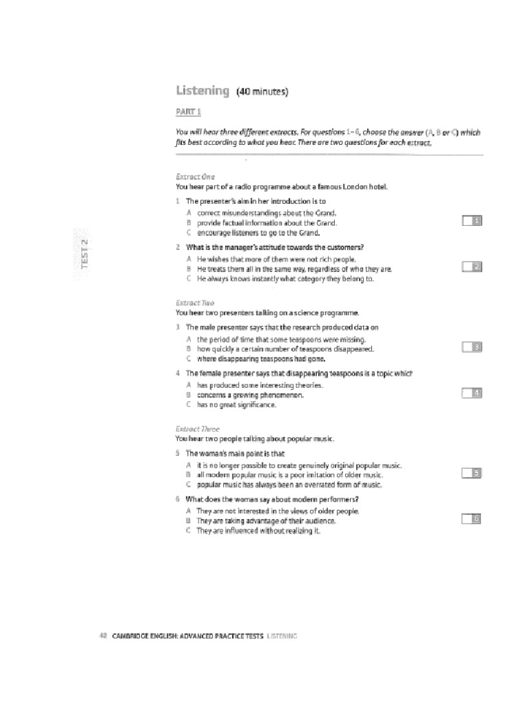 Harrison - Practice Test 2 - Paper 3 | PDF