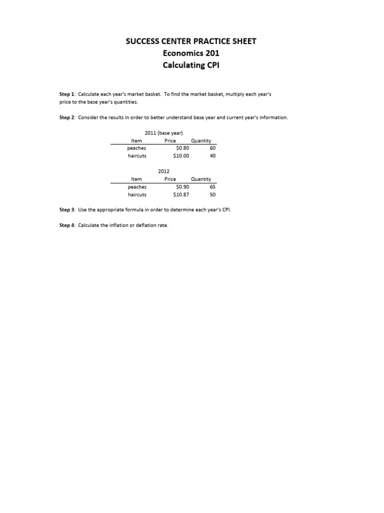 Econ 201 Calculating Cpi | PDF | Consumer Price Index | Inflation