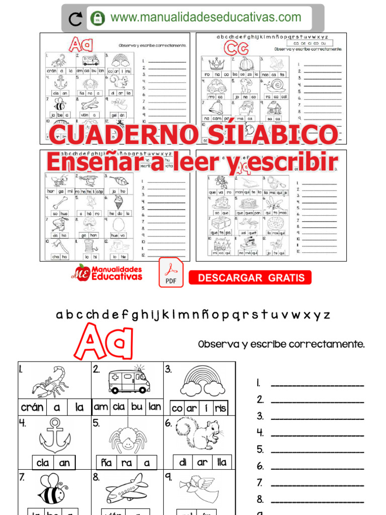 Cuaderno Silábico Para Aprender A Leer Y Escribir Pdf
