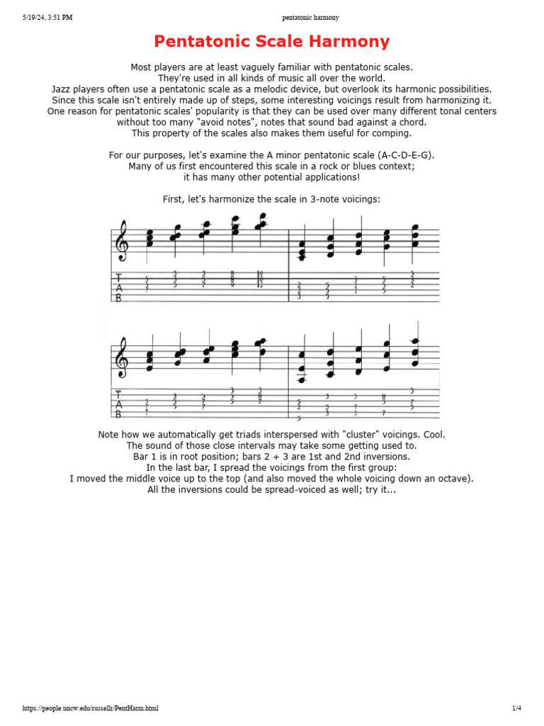 Bob Russell - Guitar - Pentatonic Harmony | PDF | Scale (Music) | Harmony
