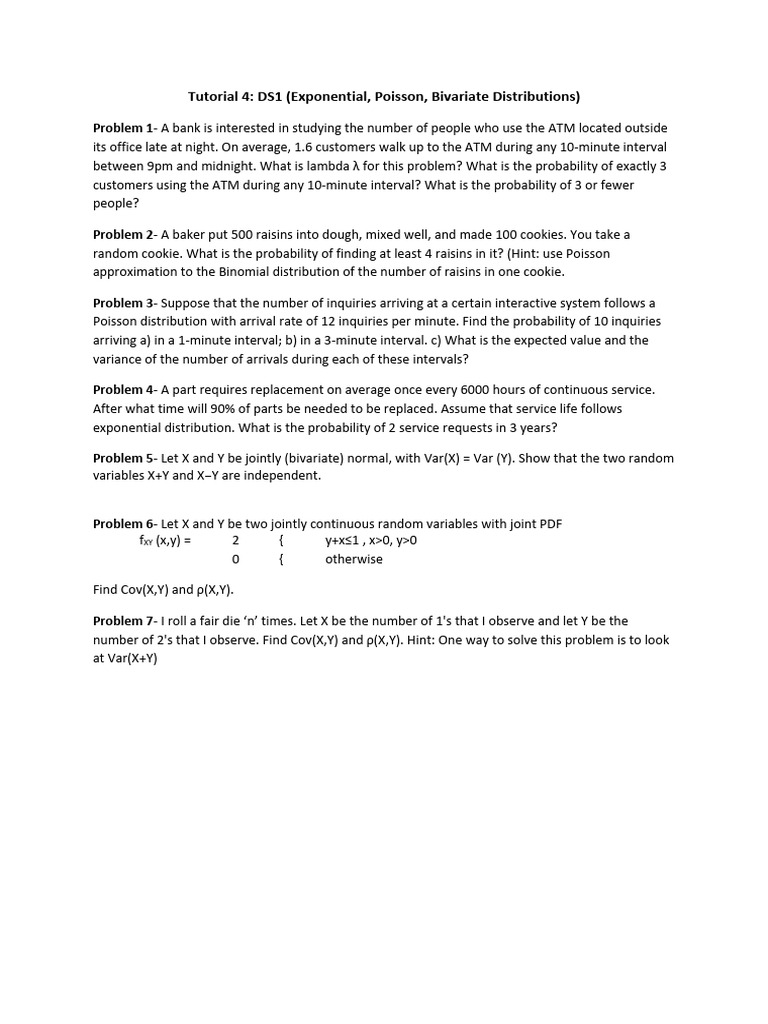 Poisson & Bivariate Distribution Problems | PDF | Teaching Methods & Materials | Science ...