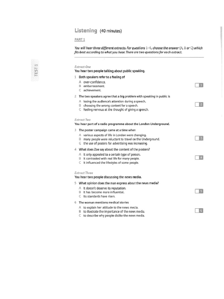 Harrison - Practice Test 1 - Listening | PDF