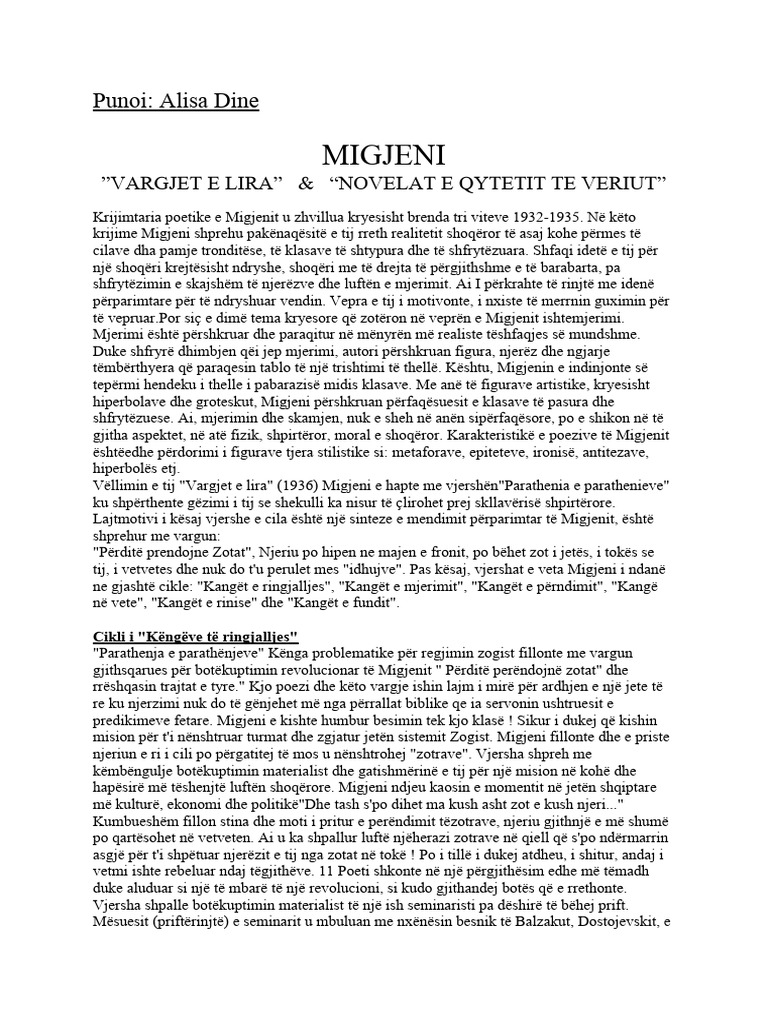 Migjeni I Alises | PDF