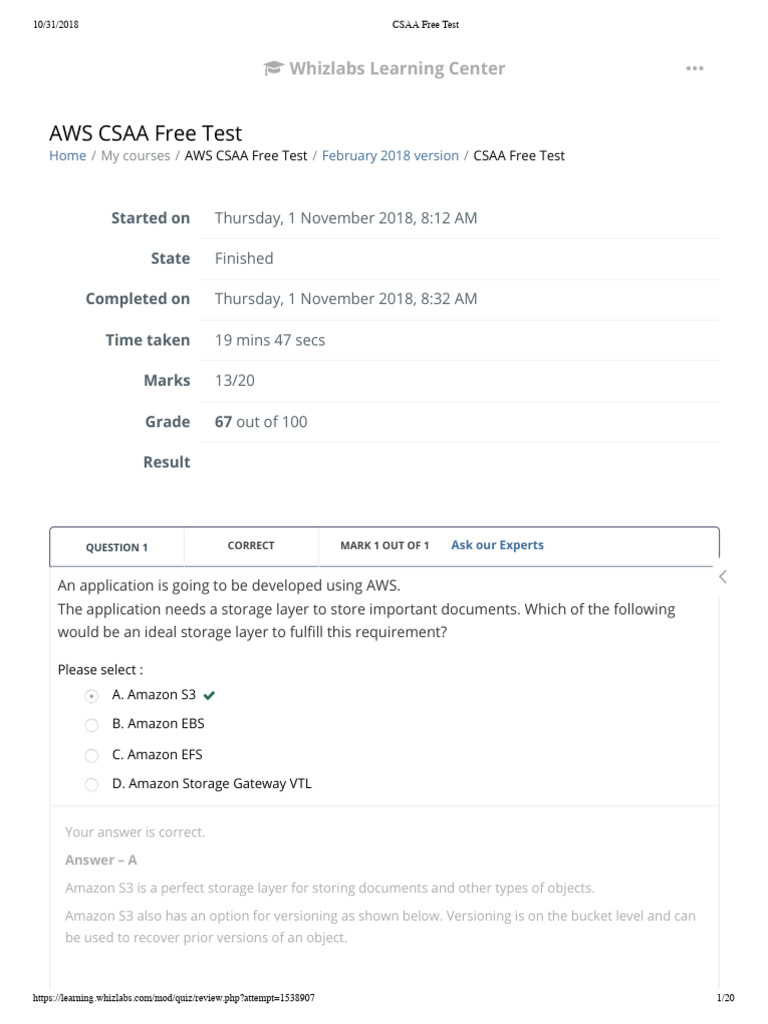 CSAA Free Test | PDF | Amazon Web Services | Computer Engineering