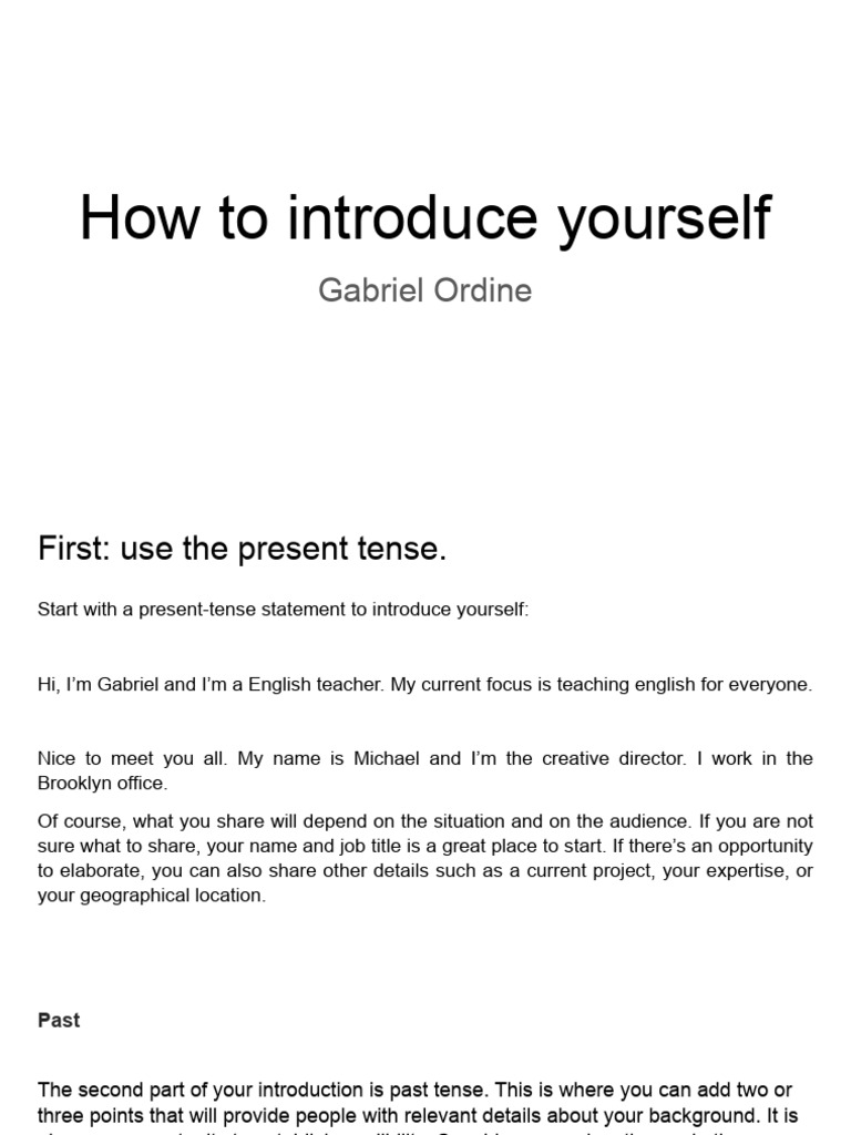 How To Introduce Yourself | PDF | Career & Growth