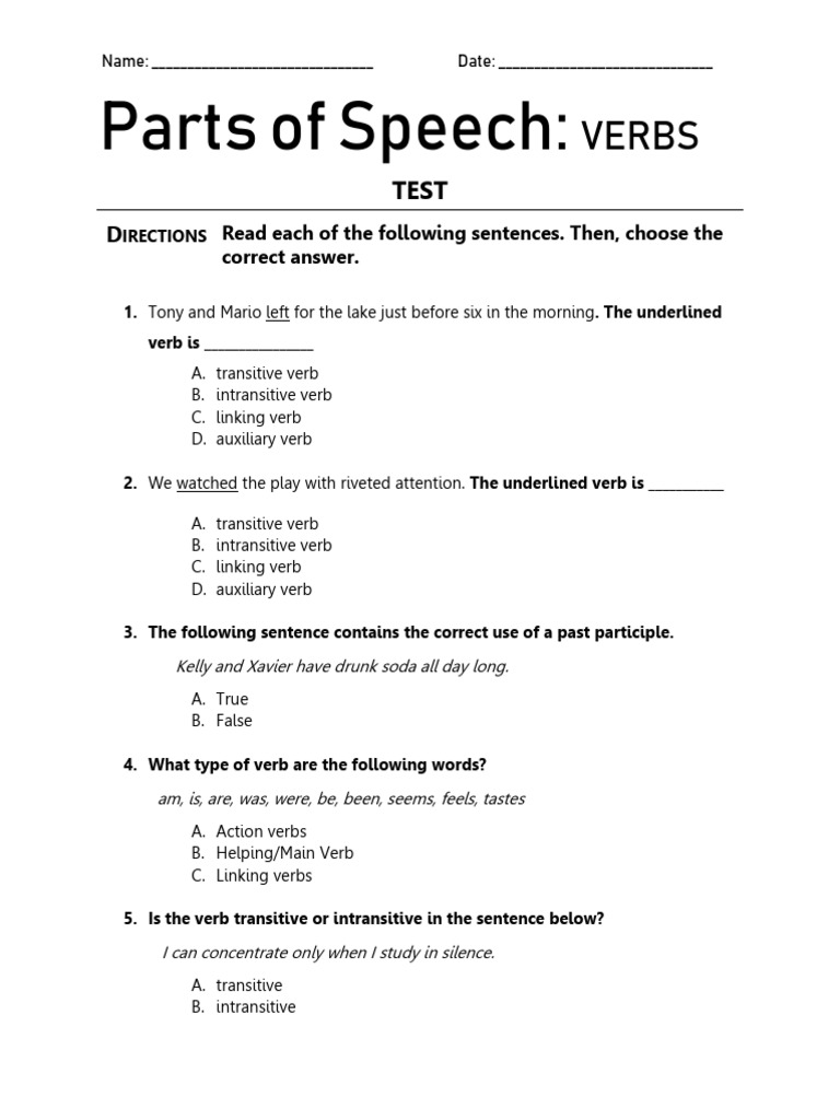 3.1.verbs MCQs Grade 7 | PDF | Verb | Syntactic Relationships