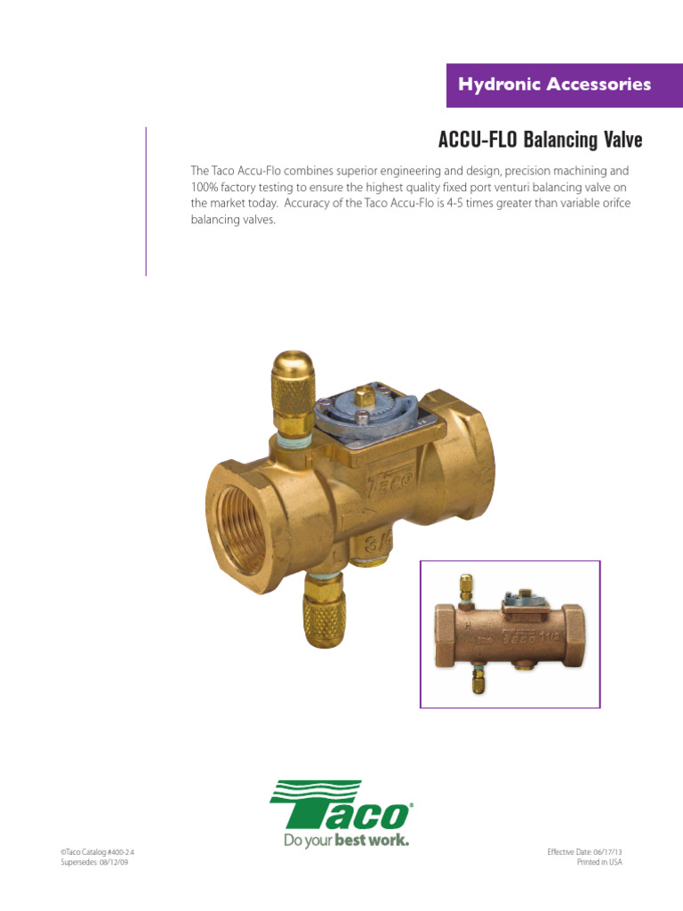 ACCU-FLO Balancing Valve | PDF | Valve | Continuum Mechanics