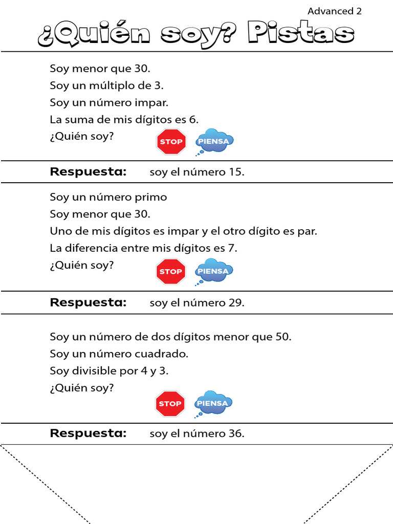 Who Am I Advanced Clues - Spanish | PDF
