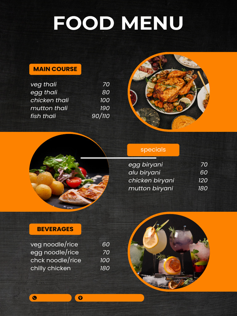 Thali and Biryani Menu with Prices | PDF
