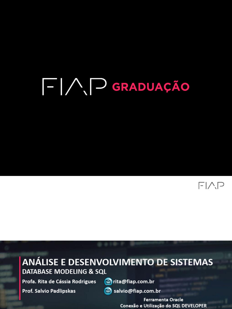 Aula 00 Conexao Oracle SQLDeveloper FIAP ORCL | PDF | SQL | Janela ...