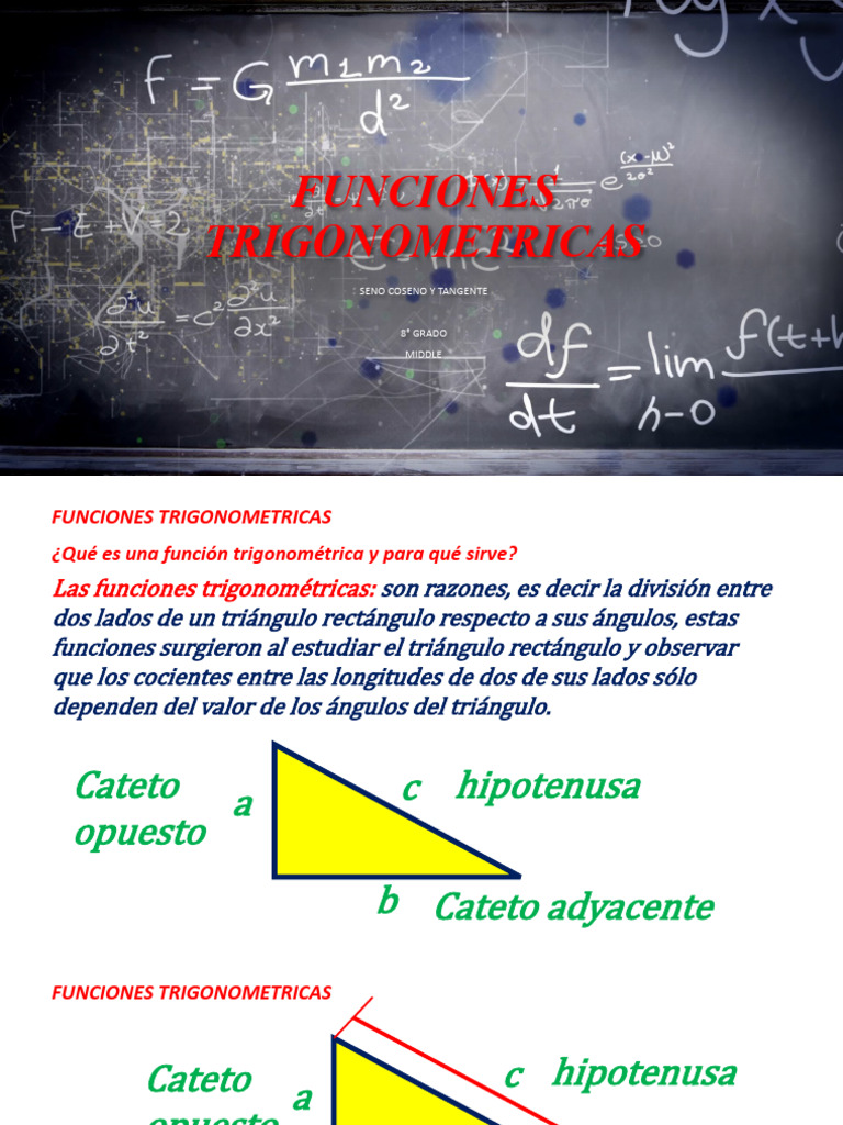 Funciones Trigonometricas 8° | Descargar gratis PDF | Funciones trigonométricas | Triángulo