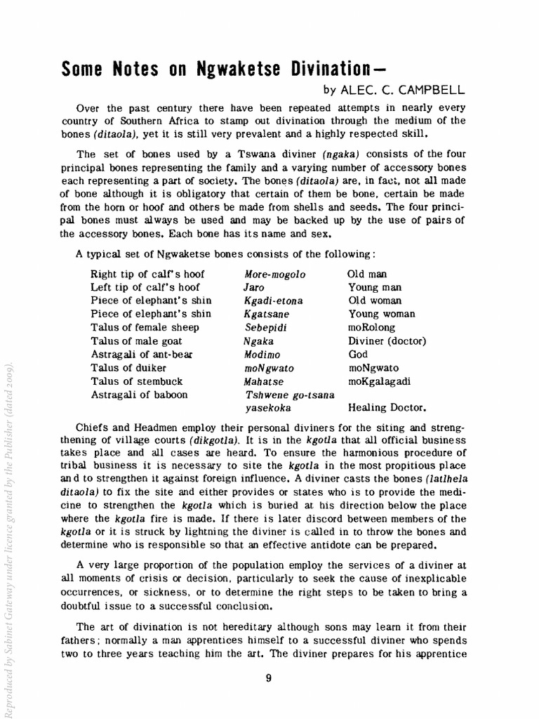 Understanding Ditaola in Ngwaketse Divination | PDF