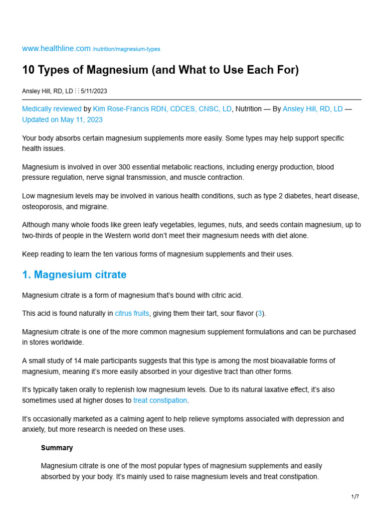 Magnesium Supplements Guide | PDF | Magnesium | Dietary Supplements