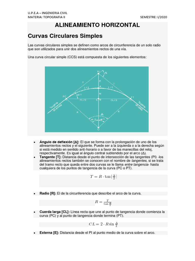 Curvas Circulares Simples | PDF | Curva | Longitud