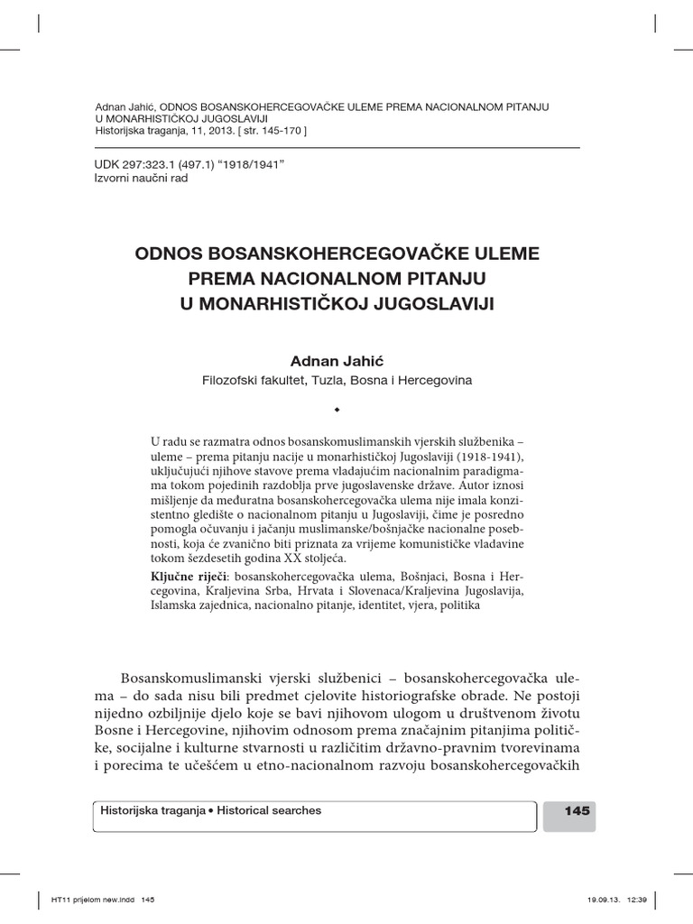 Adnan J - Odnos Bih Uleme Prema... | PDF