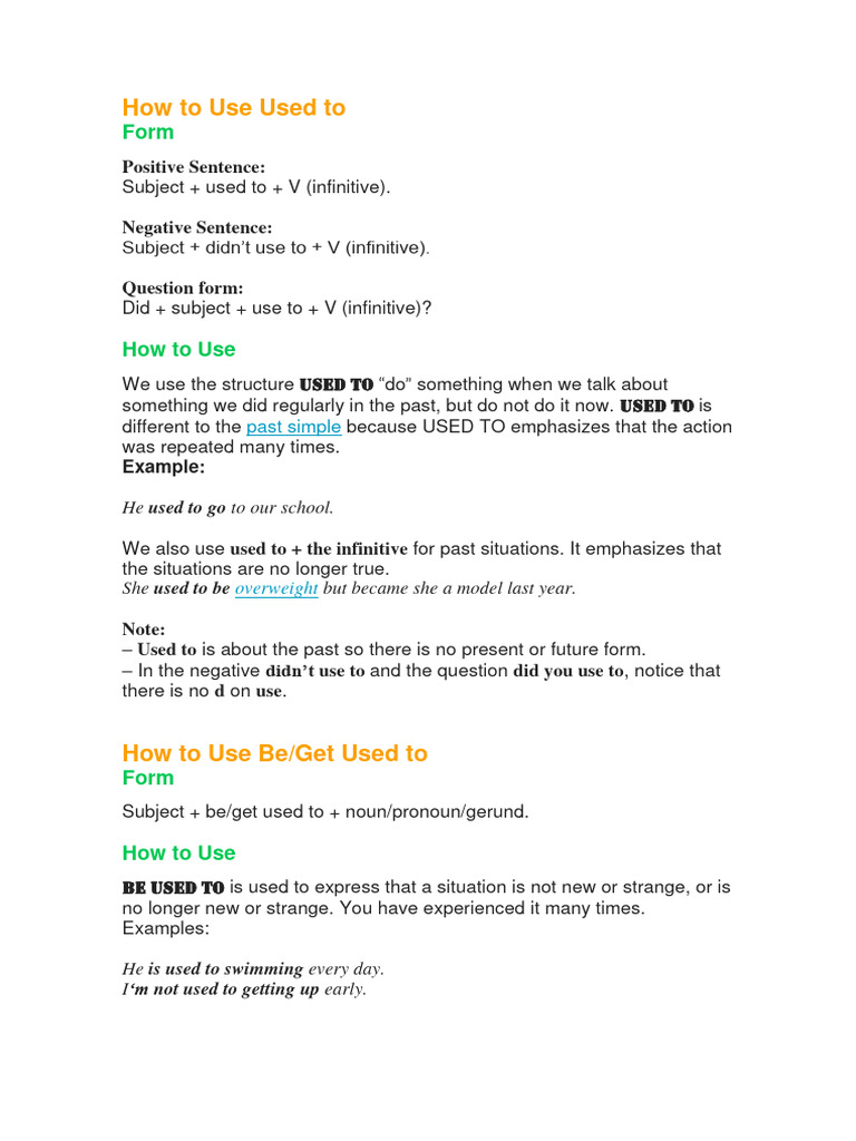 Mastering 'Used To' in English | PDF
