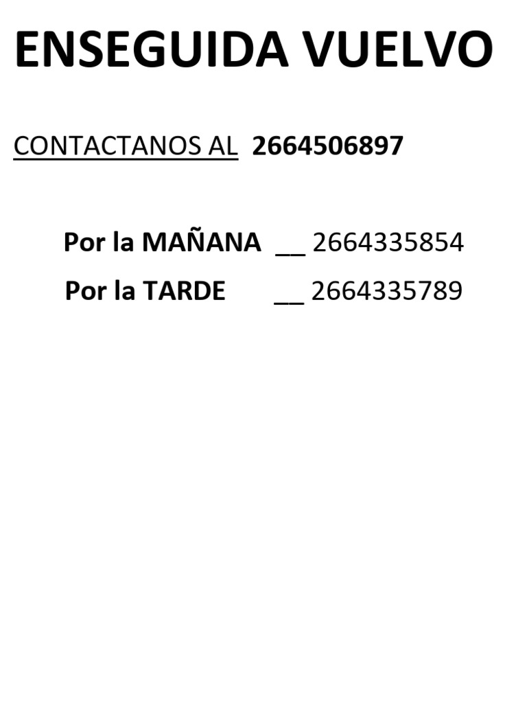 Cartel - Enseguida Vuelvo | PDF