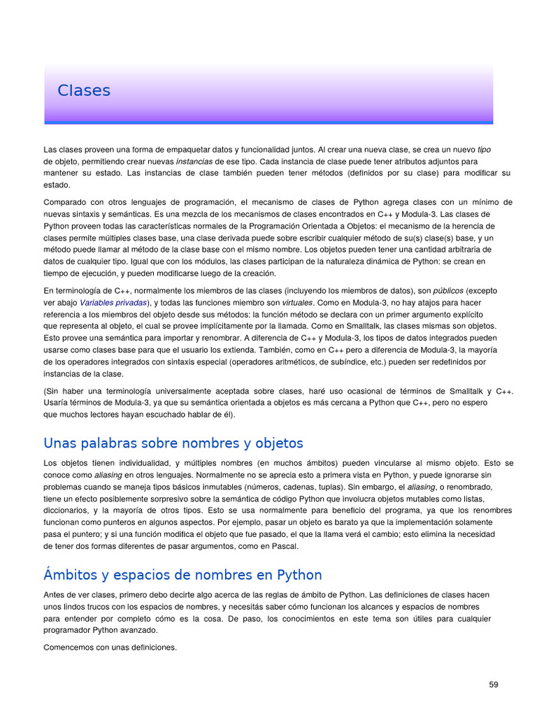 Lectura 1 - El Tutorial de Python (Páginas 59 A 68) | PDF | Objeto (informática) | Python ...