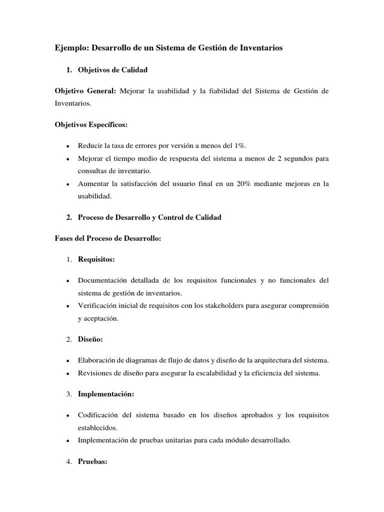 Ejemplo Plan Calidad Software | Descargar gratis PDF | Usabilidad ...