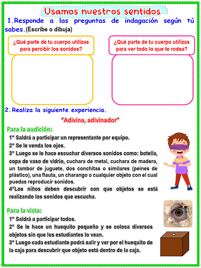 Ficha Cómo Percibimos Los Sonidos y Cómo Podemos Ver - Maestra Janet 2 ...