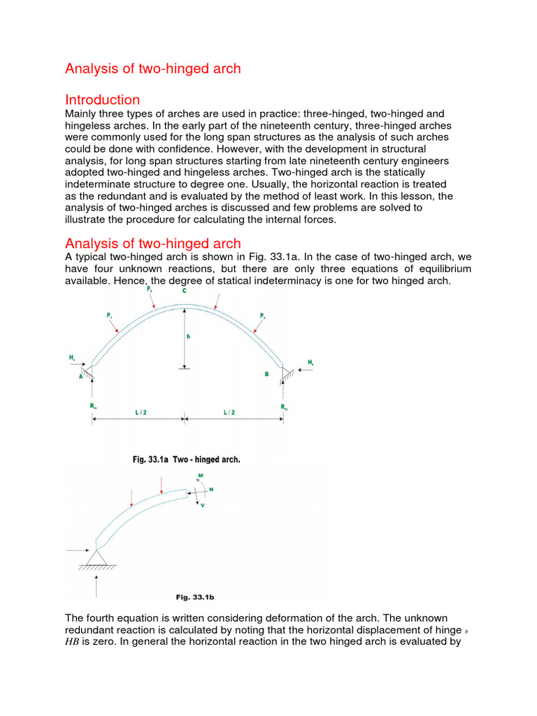 Unit 4 CE 402 Two Hinged Arch | PDF | Bending | Mechanical Engineering