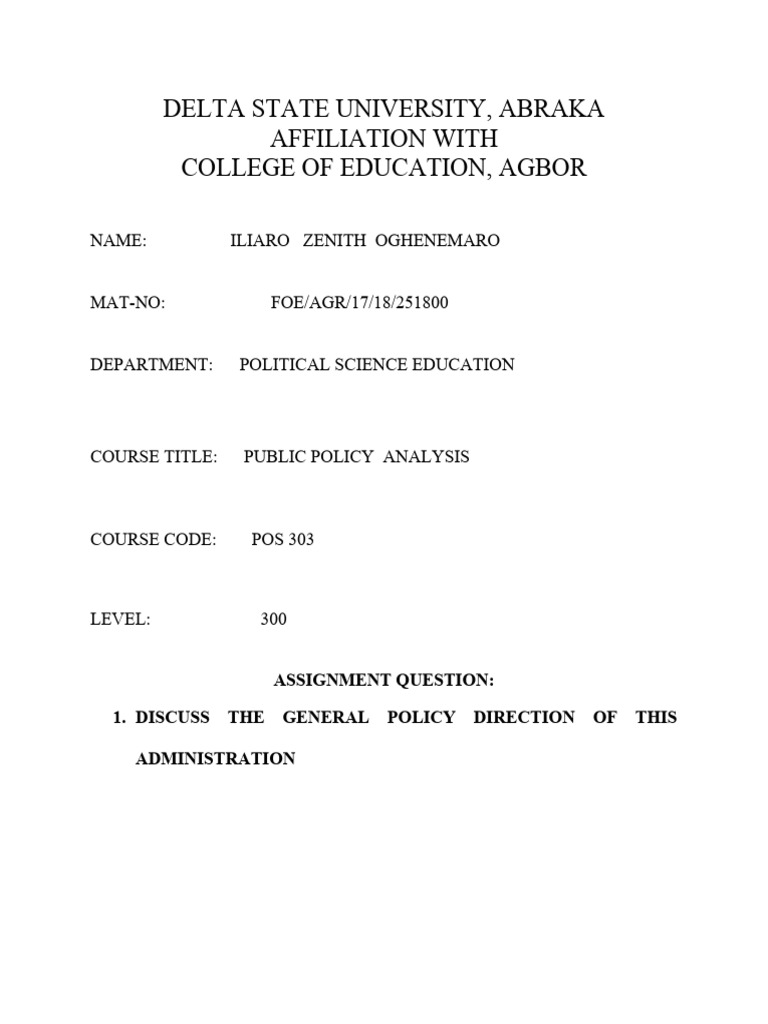 The General Policy Direction of This Administration | PDF | Policy ...