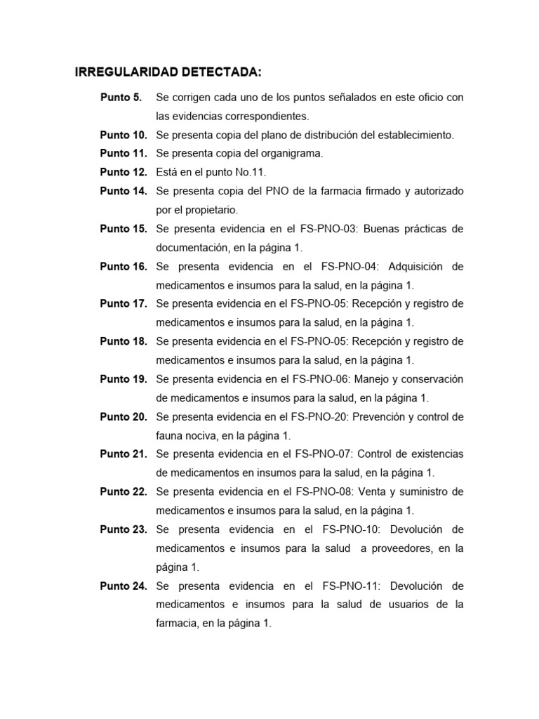 IRREGULARIDAD DETECTADA | Descargar gratis PDF | Farmacia