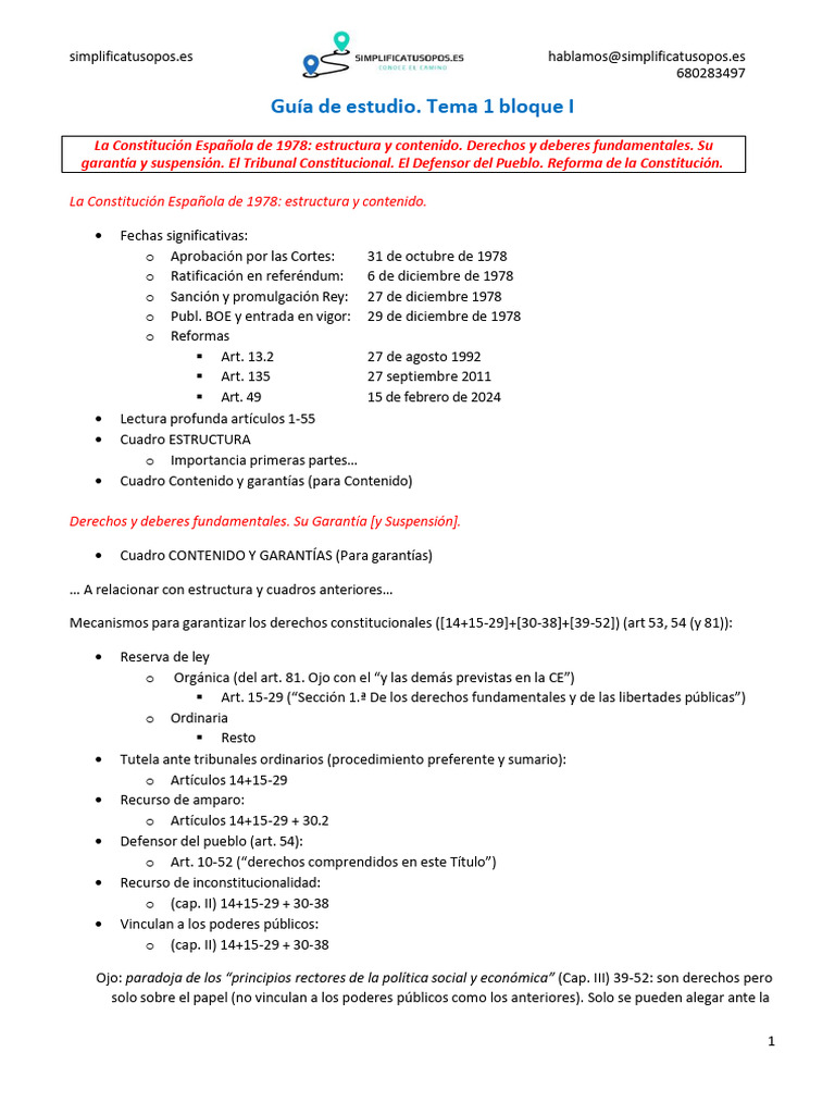 Guia de Estudio CE 1978 Paquete de Prueba | PDF | Derecho Constitucional | Documentos legales