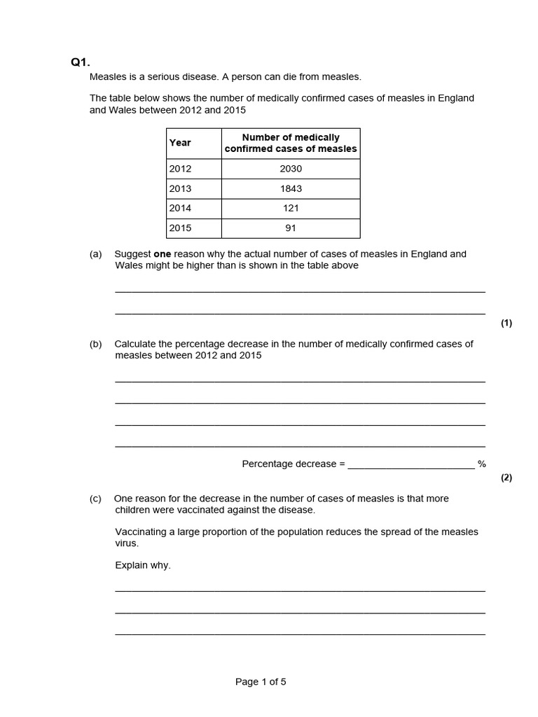 Vaccination Exam Questions No MS | PDF | Vaccines | Measles