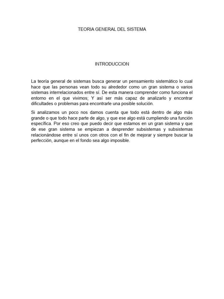 Ensayo Teoria General de Los Sistemas | PDF | Sistema | Teoría de sistemas