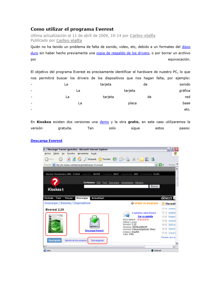 Como utilizar el programa Everest | Descargar gratis PDF | Hardware de ...