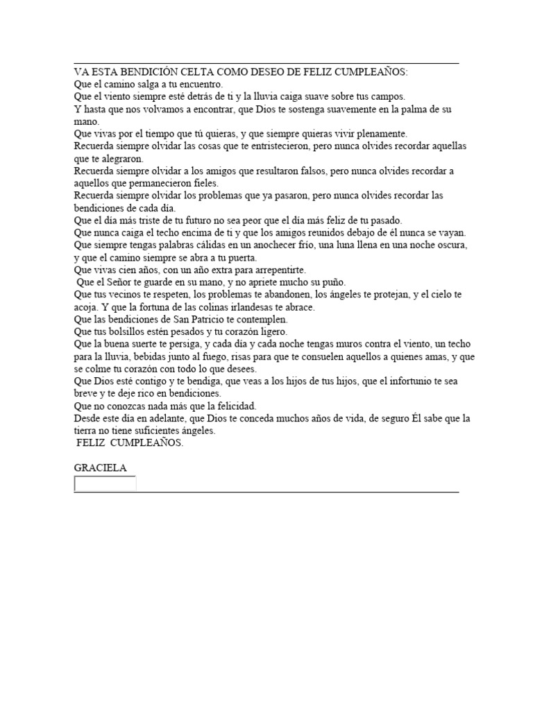 Bendición Celta Como Deseo de Feliz Cumple | PDF