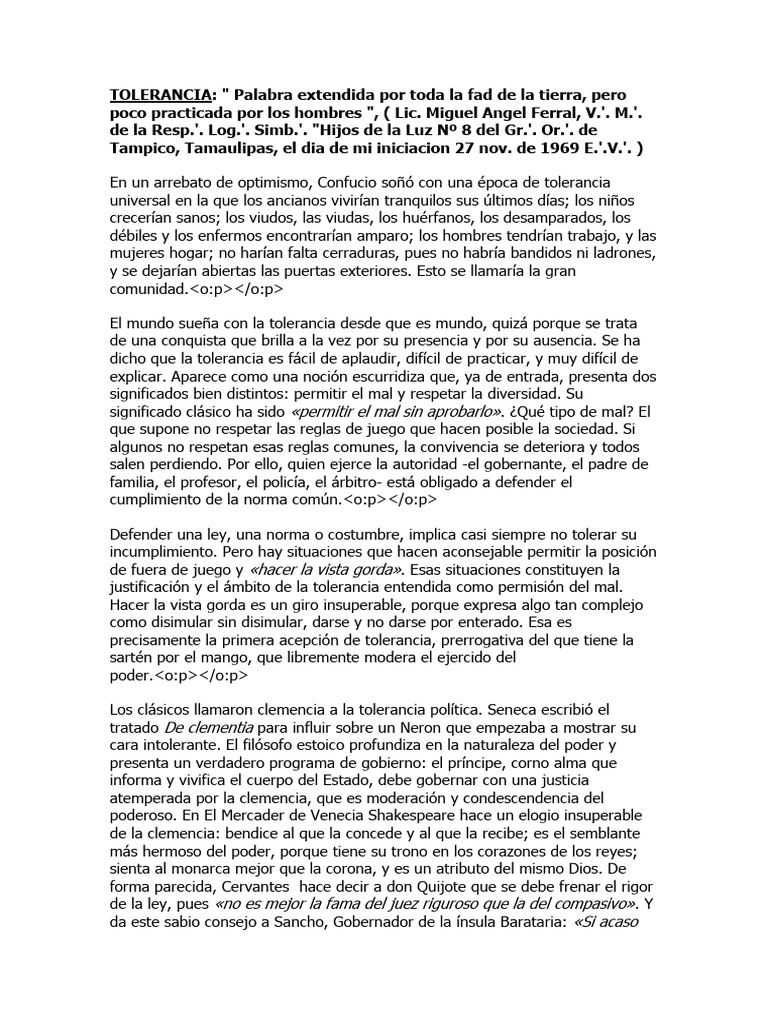 TOLERANCIA | PDF | Tolerancia | Justicia