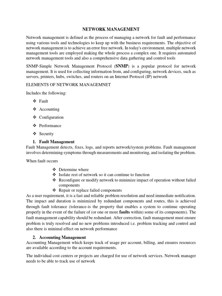 Network Management | PDF | Computer Network | Internet Protocol Suite