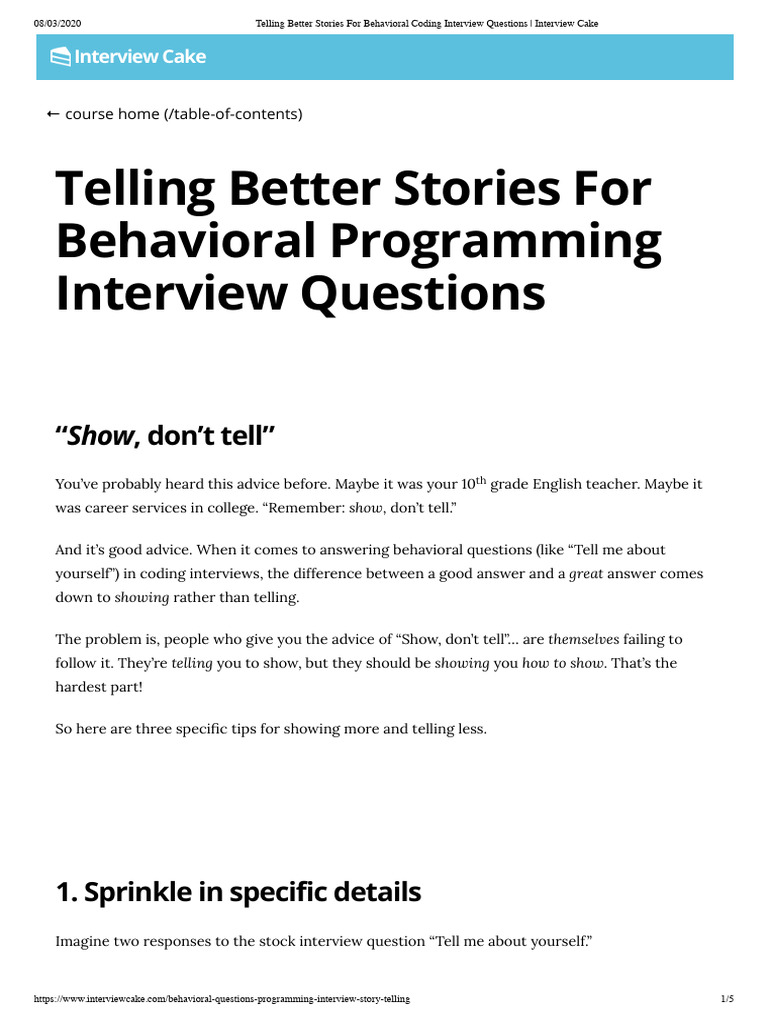 Telling Better Stories For Behavioral Coding Interview Questions ...