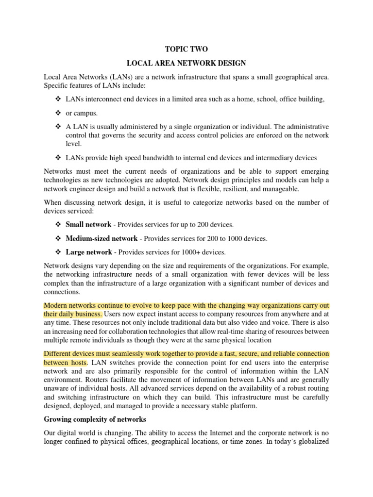 Topic Two-LAN Design | PDF | Network Switch | Computer Network