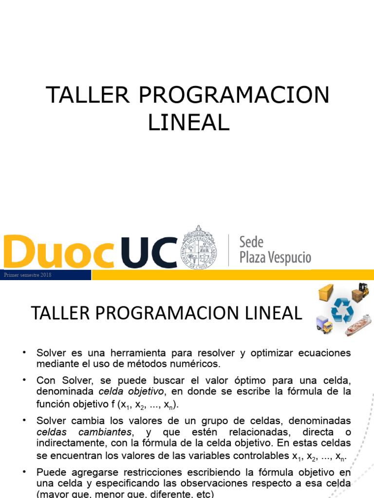 Taller Programacion Lineal | PDF | Programación lineal | Hoja de cálculo