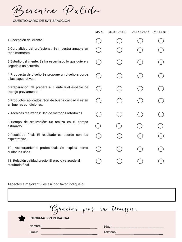 Pink Beauty Salon Customer Satisfaction Survey Form Document - 20240202 ...