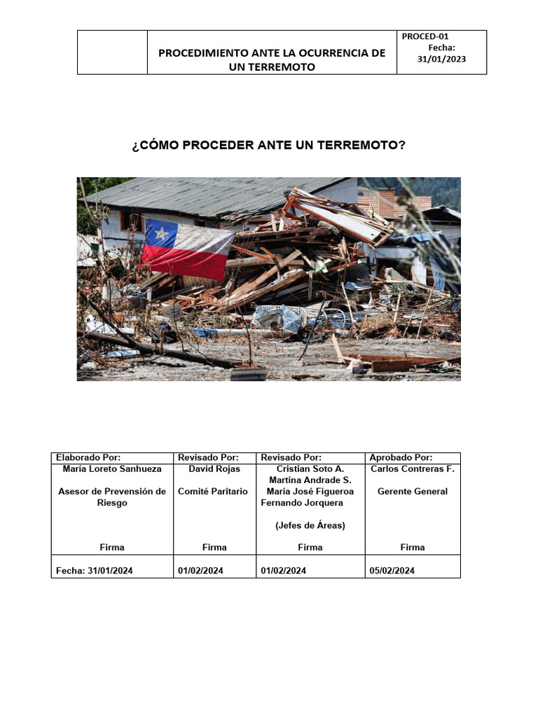 Procedimiento para Terremoto | PDF | Temblores | Sismología