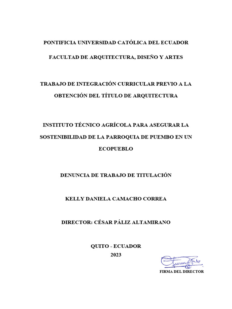 INSTITUTO TECNICO AGRICOLA PARA ASEGURAR LA SOSTENIBILIDAD DE PUEMBO EN ...