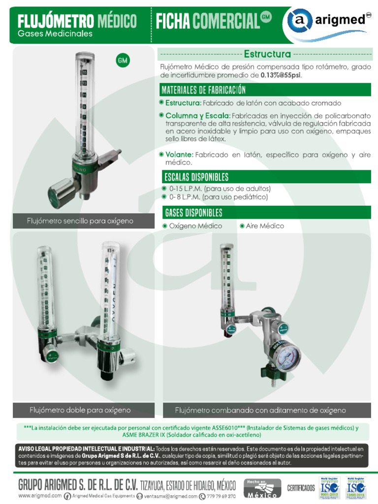 Ficha Comercial Flujometro - Aviso Legal C | PDF