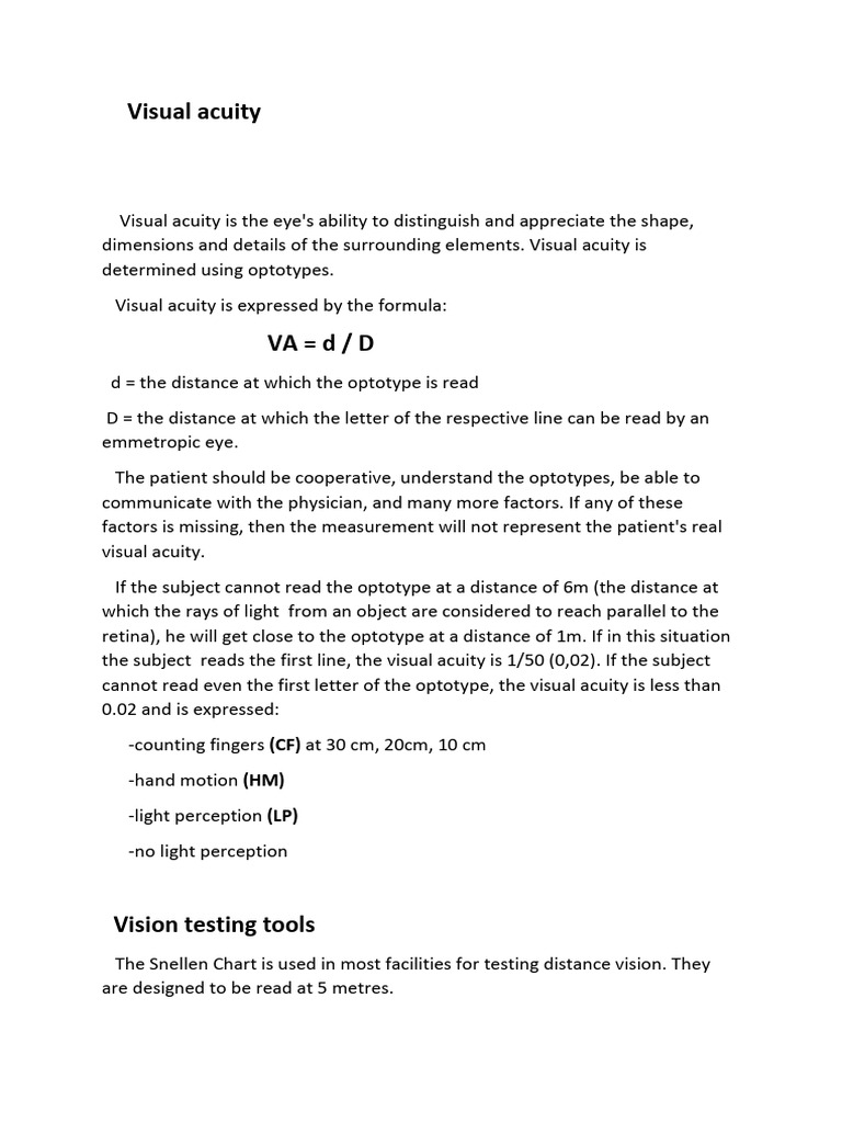 1 Visual Acuity | PDF | Visual Acuity | Visual Perception