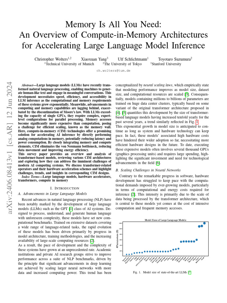 Memory Is All You Need: An Overview of Compute-in-Memory Architectures For Accelerating Large ...